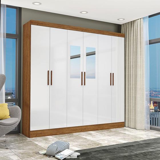 Guarda Roupa Casal 6 Portas com Espelho 2 Gavetas Reis - Carioca Moveis ...