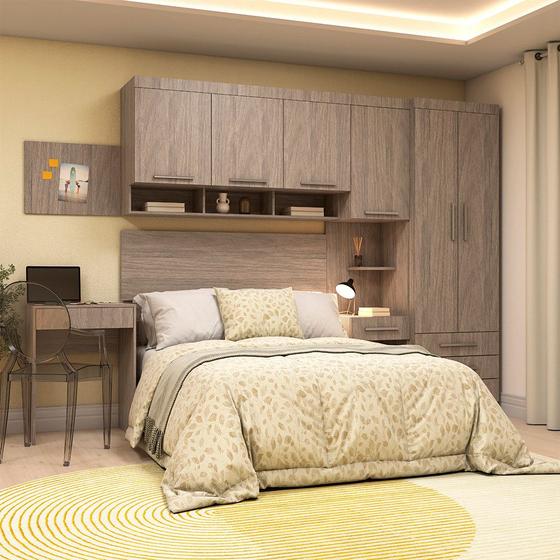 Guarda Roupa Casal 6 Portas e 4 Gavetas com Escrivaninha Jequitibá Fit ...