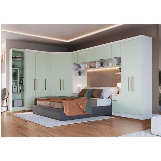 Guarda Roupa Casal 7 Peças com Nicho Infinity Móveis Castro Branco Line ...