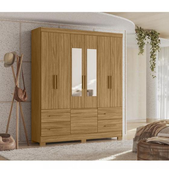 Guarda Roupa Casal 7 Portas 4 Gavetas Com Espelho Londres Moval ...