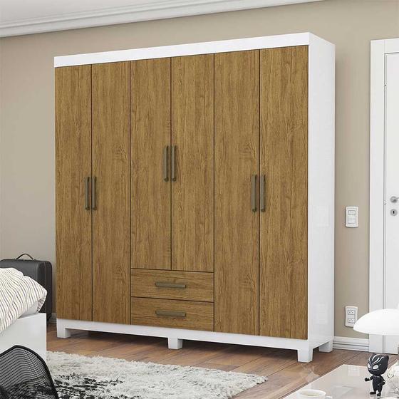 Guarda Roupa Casal A22 6 Portas 2 Gavetas Carioca Móveis - Guarda-Roupa ...