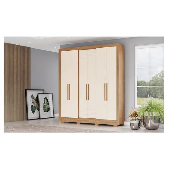 Guarda Roupa Casal Ambiente B366 Nature Off White Henn - Briz Móveis ...