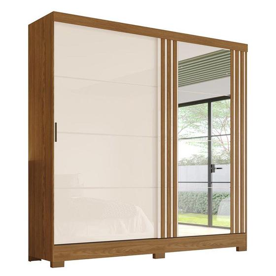 Guarda Roupa Casal B352 Ripado 2 Portas Deslizantes Nature Off White