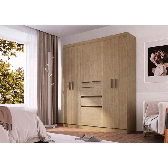 Guarda Roupa Casal Com 7 Portas 2 Gavetas e 2 Cabideiros - Genialflex ...