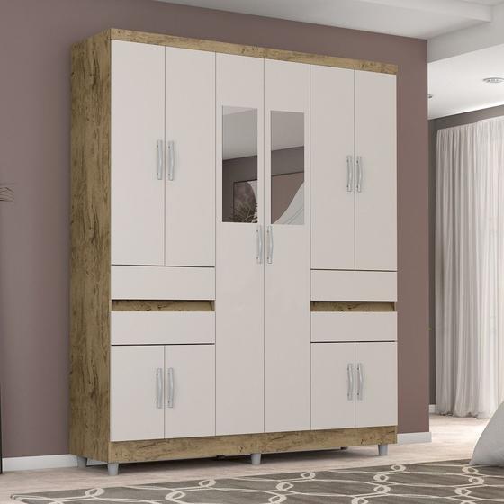 Guarda Roupa Casal com Espelho 10 Portas 4 Gavetas 2230 Araplac ...