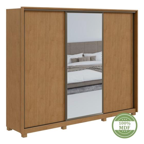 Guarda Roupa Casal com Espelho 3 Portas 6 Gavetas Spazio 270cm Glass ...