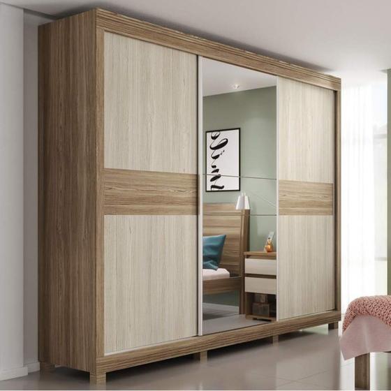 Guarda Roupa Casal com Espelho 3 Portas de Correr Campinas Móveis Rimo ...