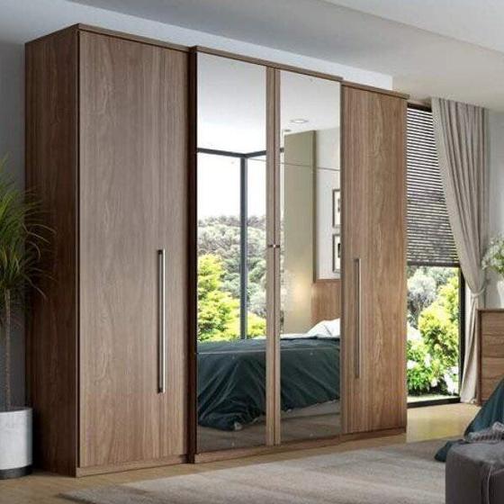 Guarda-Roupa Casal com Espelho 4 Portas 2 Gavetas Splendore Plus Glass ...