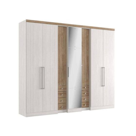 Guarda Roupa Casal com Espelho 7 Portas 8 Gavetas Absolut Glass THB ...