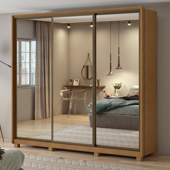 Guarda Roupa Casal com Espelhos 3 Portas de Correr 6 Gavetas 247 ...