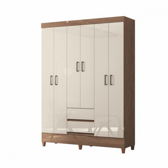 Guarda Roupa Casal com Pés 6 Portas 2 Gavetas Jequitiba Off White New ...