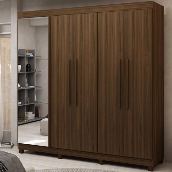 Guarda-Roupa Casal com Sapateira 5 Portas 1 Porta Espelhada Diamante ...