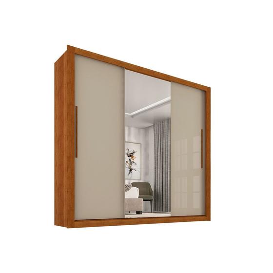 Guarda Roupa Casal Costa Rica 3 Portas com Espelho Central e 4 Gavetas ...