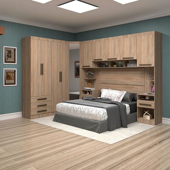 Guarda Roupa Casal de Canto 10 Portas e 5 Gavetas com Espelho Jequitibá ...