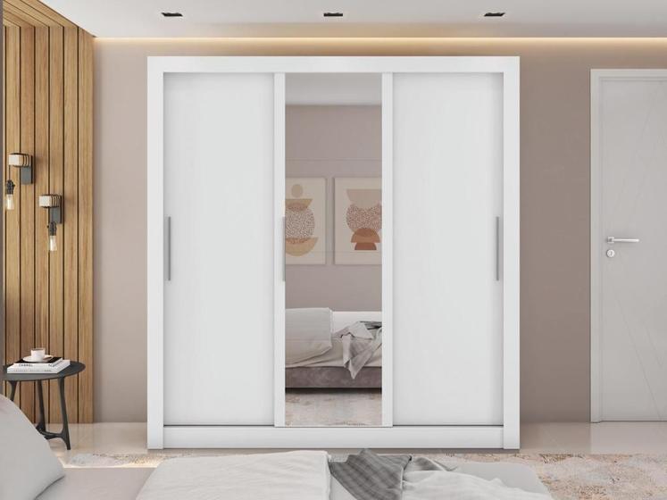 Guarda Roupa Casal Duas Portas Correr, 1 Espelho e 2 Gavetas - Branco ...