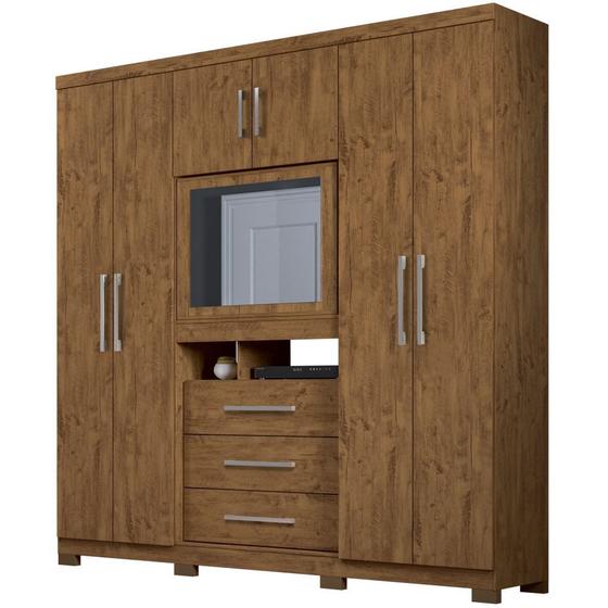 Guarda roupa casal Dubai 6 Portas 3 Gavetas Multifuncional com Painel ...