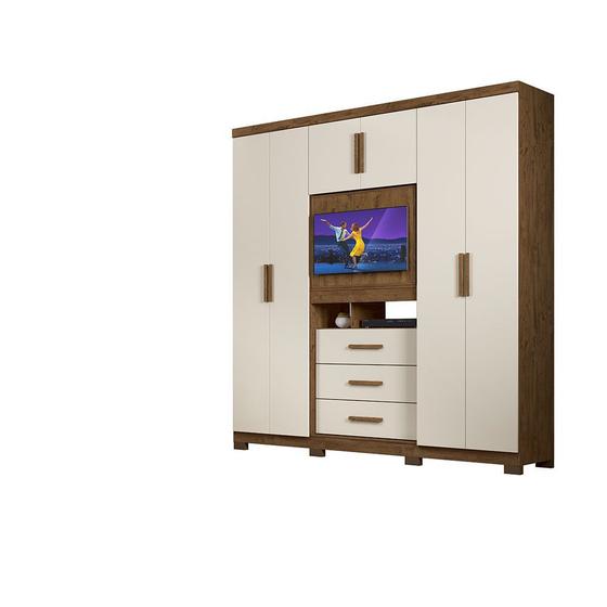 Guarda Roupa Casal Dubai Plus 6 Portas com Espelho 3 Gavetas Moval ...