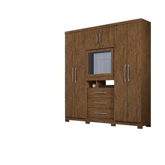 Guarda Roupa Casal Dubai Plus 6 Portas com Espelho 3 Gavetas Moval ...