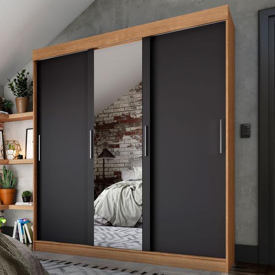 Guarda-roupa Casal Dublin 3 Portas 2 Gavetas Com Espelho Naturale Tx ...