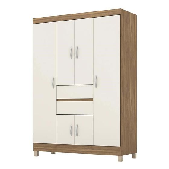 Guarda Roupa Casal Ecom II 6 Portas e 2 Gavetas Amêndola/Off White ...