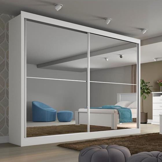 Guarda Roupa Casal Espelhado 2 Portas 4 Gavetas - Verona-Branco ...