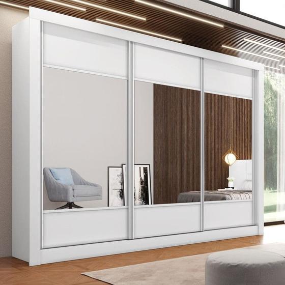 Guarda Roupa Casal Espelhado 3 Portas 6 Gavetas - Zuma-Branco - Made ...