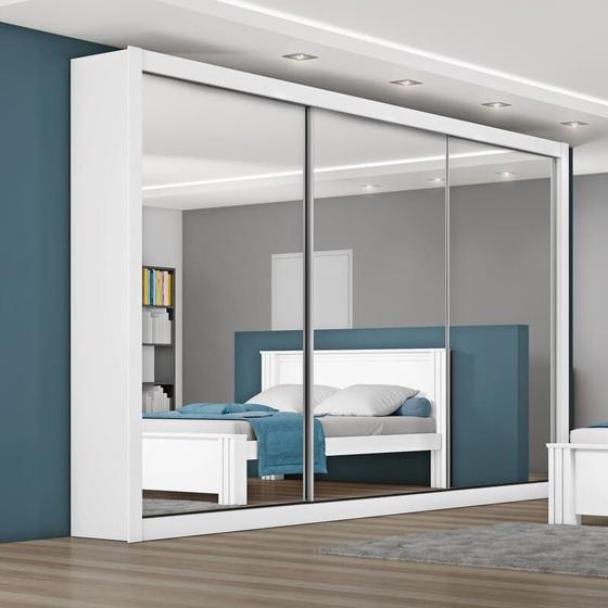 Guarda Roupa Casal Espelhado Costas 3mm - Toronto-Branco Acetinado ...