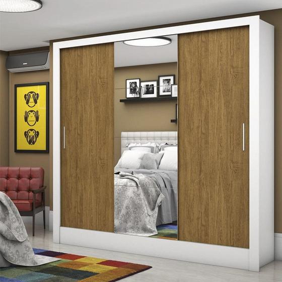 Guarda Roupa Casal Espelho 3 Portas 3 Gavetas Santiago Carioca Móveis ...