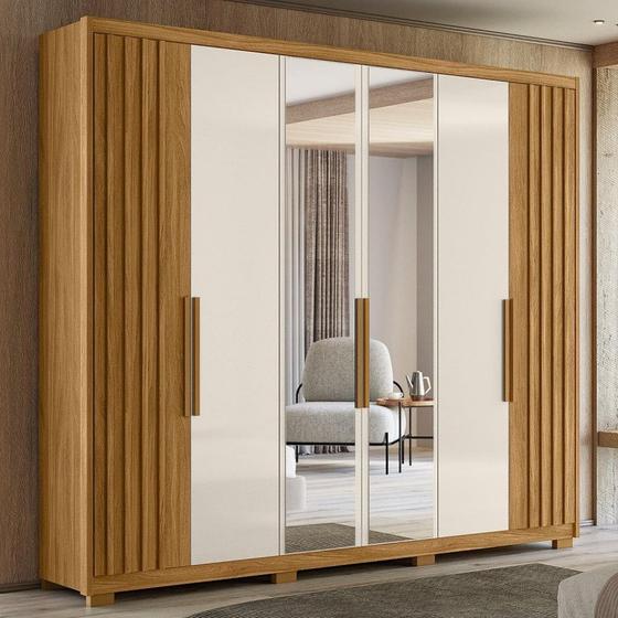 Guarda Roupa Casal Espelho 6 Portas 4 Gavetas Araguaia Moval - Guarda ...