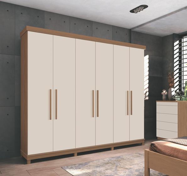 Guarda-Roupa Casal Genova 6P Slow Motion Freijó/Off White - Fazzio ...