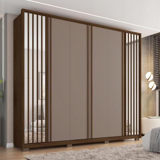 Guarda Roupa Casal Grande 6 Portas 4 Gavetas Marrom Orfeus - Caemmun ...