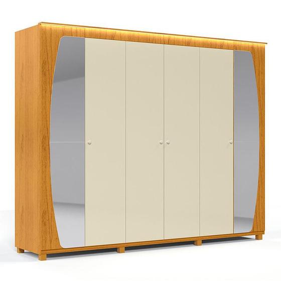 Guarda Roupa Casal Grande Espelhado Com Pés Inovação Gelius Naturale ...