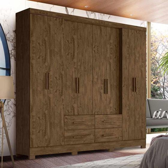 Guarda Roupa Casal Grande San Lorenzo Plus Castanho Wood Moval 2,37M ...