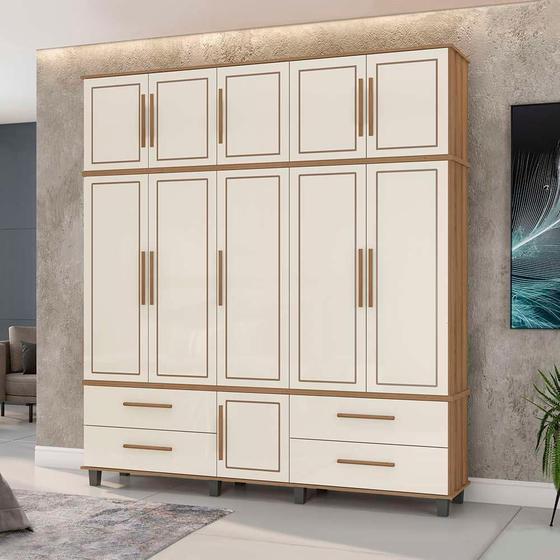 Guarda Roupa Casal House 5 Portas Fabrimóveis Freijó/Off White - Guarda ...