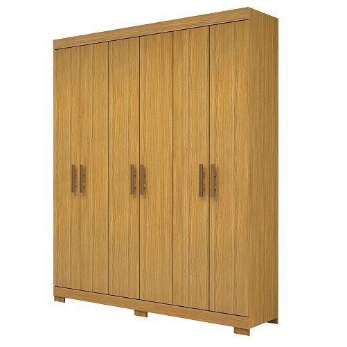 Guarda Roupa Casal Lana 6 portas e 2 gavetas - Nature- 100% MDF - ACP - Guarda-Roupa / Roupeiro ...