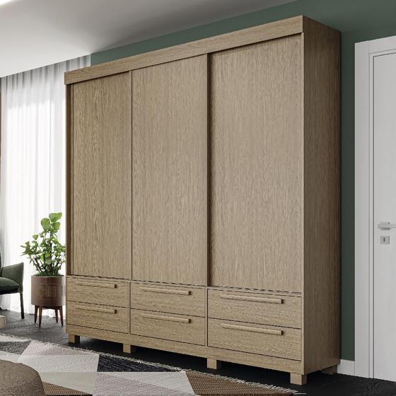 Guarda Roupa Casal MDF 3 Portas Deslizantes Sidney Plus - Móveis Rimo ...