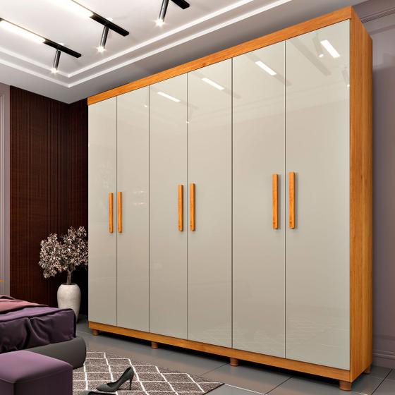 Guarda-roupa Casal Olimpo 6 Portas 3 Gavetas Cinamomo/off White - Tcil Móveis - Guarda-Roupa ...