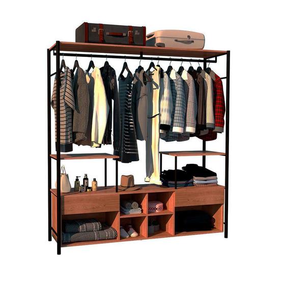 Guarda Roupa Closet Casal Barcelona Com Gavetas, Nichos e Cabideiro ...