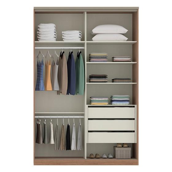 Guarda Roupa Closet sem Porta 156,5cm 3 Gavetas, 2 Cabideiros e ...