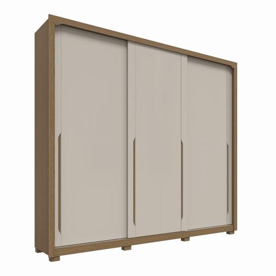 Guarda Roupa Com 3 Portas de Correr Meaípe MDF Móveis Rimo Marrom Off ...