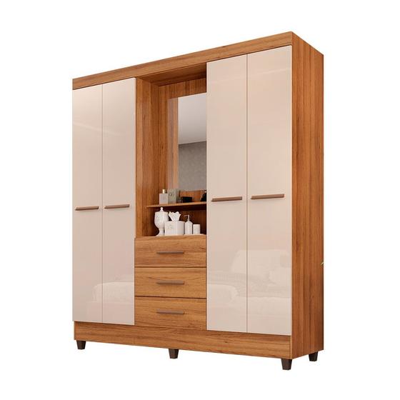 Guarda-Roupa com 4 portas 3 gavetas e nicho com espelho Magno DJ Móveis ...