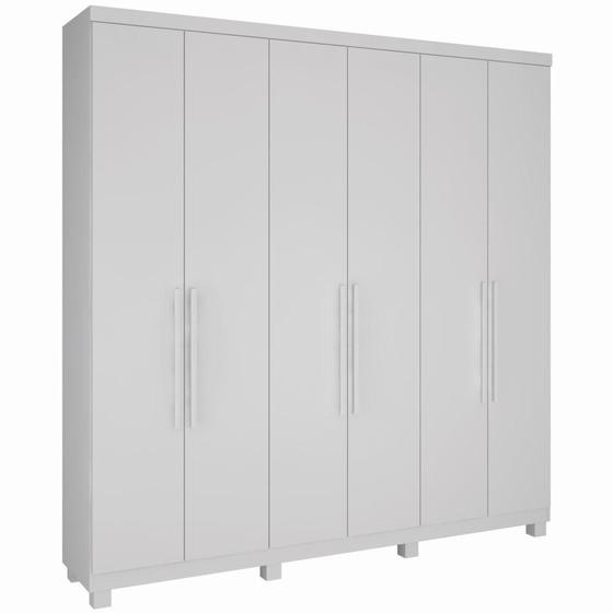 Guarda Roupa Com 6 Portas e 5 Gavetas Honduras MDF Móveis Rimo Branco ...