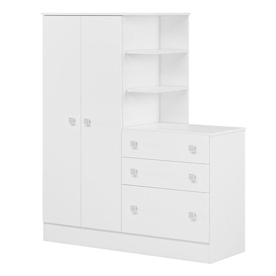 Guarda Roupa com Cômoda Infantil Doce Sonho 2 Portas e 3 Gavetas Branco ...