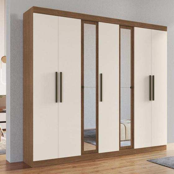 Guarda Roupa com Espelho Casal 7 Portas 2 Gavetas Mônaco Faimec ...