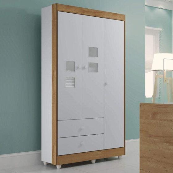 Guarda-Roupa de Bebê 3 Portas 2 Gavetas Life Tigus Baby - Guarda-Roupa ...