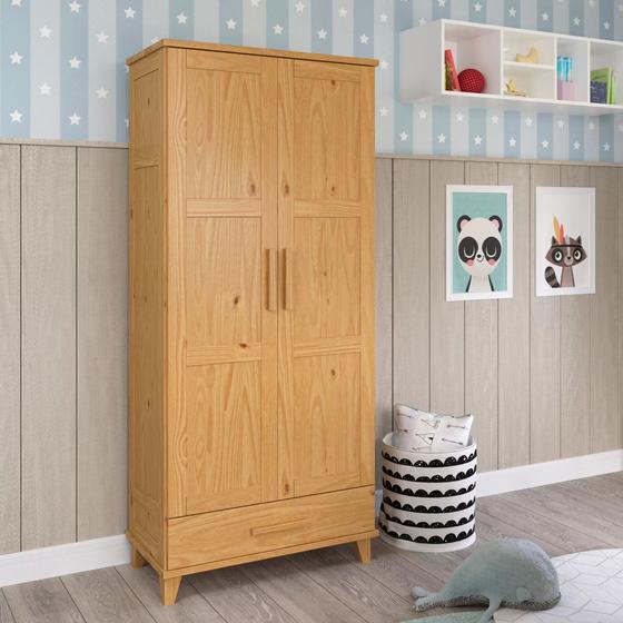 Guarda-Roupa de Bebê em Madeira Maciça com 2 Portas 1 Gaveta Cool ...
