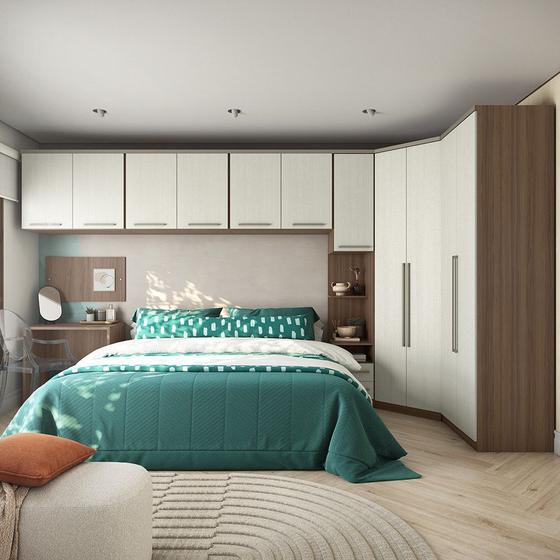 Guarda Roupa de Canto Casal King 11 Portas 5 Gavetas Vanilla com Linho ...