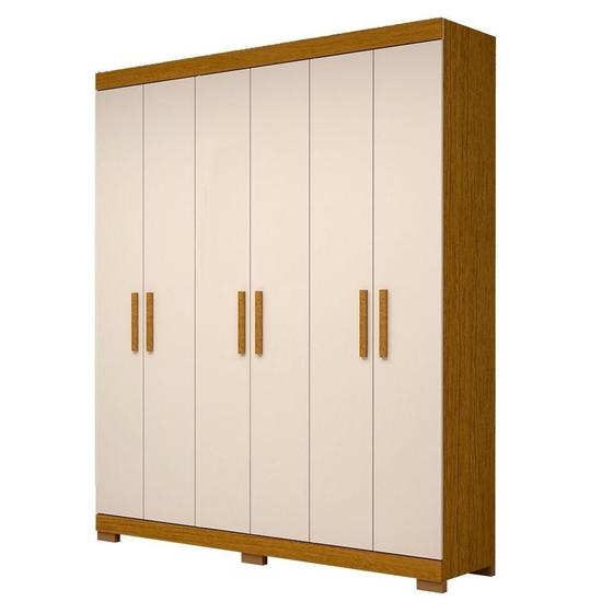 Guarda Roupa De Casal 100 % Mdf 6 Portas 2 Gavetas Lana Acp Móveis Cinamomo/Off White - ACP ...