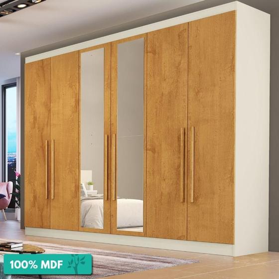 Guarda-Roupa De Casal 100% Mdf 6 Portas C/ Espelho 6 Gavetas 11 Prateleiras Oslo Made Marcs Off ...