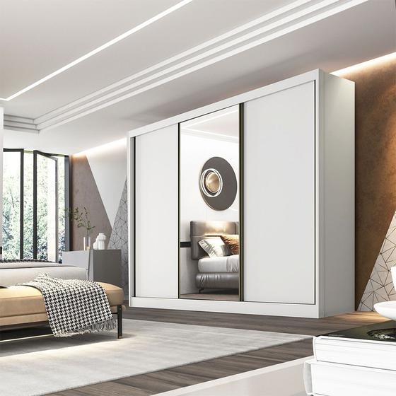 Guarda-Roupa de Casal 100% MDF com Espelho 03 Portas de Correr e 06 ...